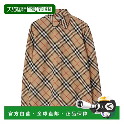 BURBERRY 男士衬衫 8106165 SS2025 浅棕色 Check Cotton Shirt