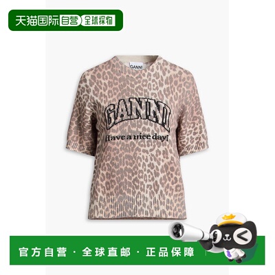 潮奢 GANNI 甘尼 女士 豹纹针织毛衣 K2500943LEOPARD