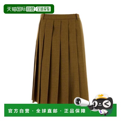 PRADA 女士半身裙 P10C6SOOO6011F0401 AW2026卡其色百褶裙 A字裙