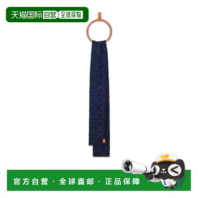 LOEWE 女士围巾 FSA2S1SW045110 AW2026 蓝色 羊毛长方形围巾配饰