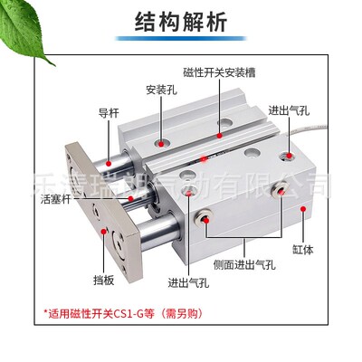 三轴气缸TCL12/16/20/25/32/40/50/63/80/100三杆气缸气动元件