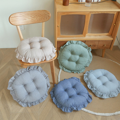 冬季加厚保暖水洗花边圆椅垫