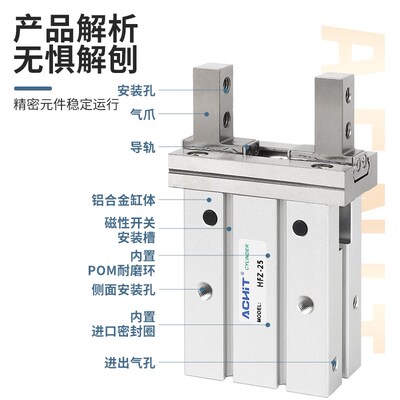 亚德客型气动机械手指气缸HFK/HFZ10 16 20 25 32 40加长夹爪HFZL