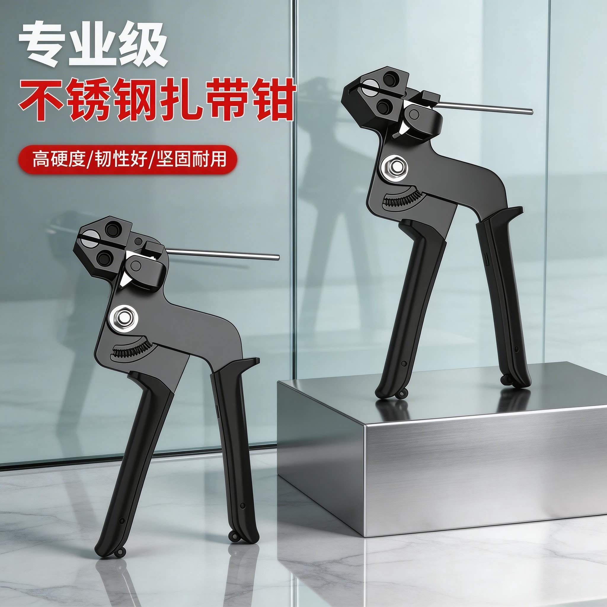 专业级不锈钢扎带钳自锁式金属扎带收紧剪切工具电缆束线专用钳