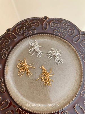 高级感流苏烟花耳钉耳夹气质耳饰