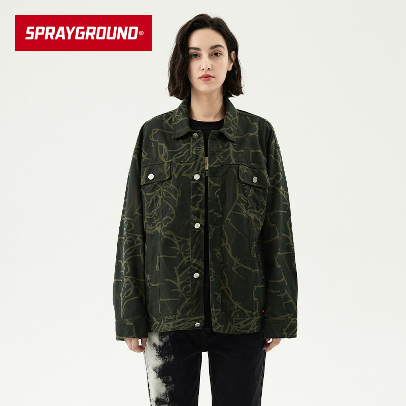 SprayGround春季新款设计感潮牌牛仔夹克男女同款休闲通勤外套ins