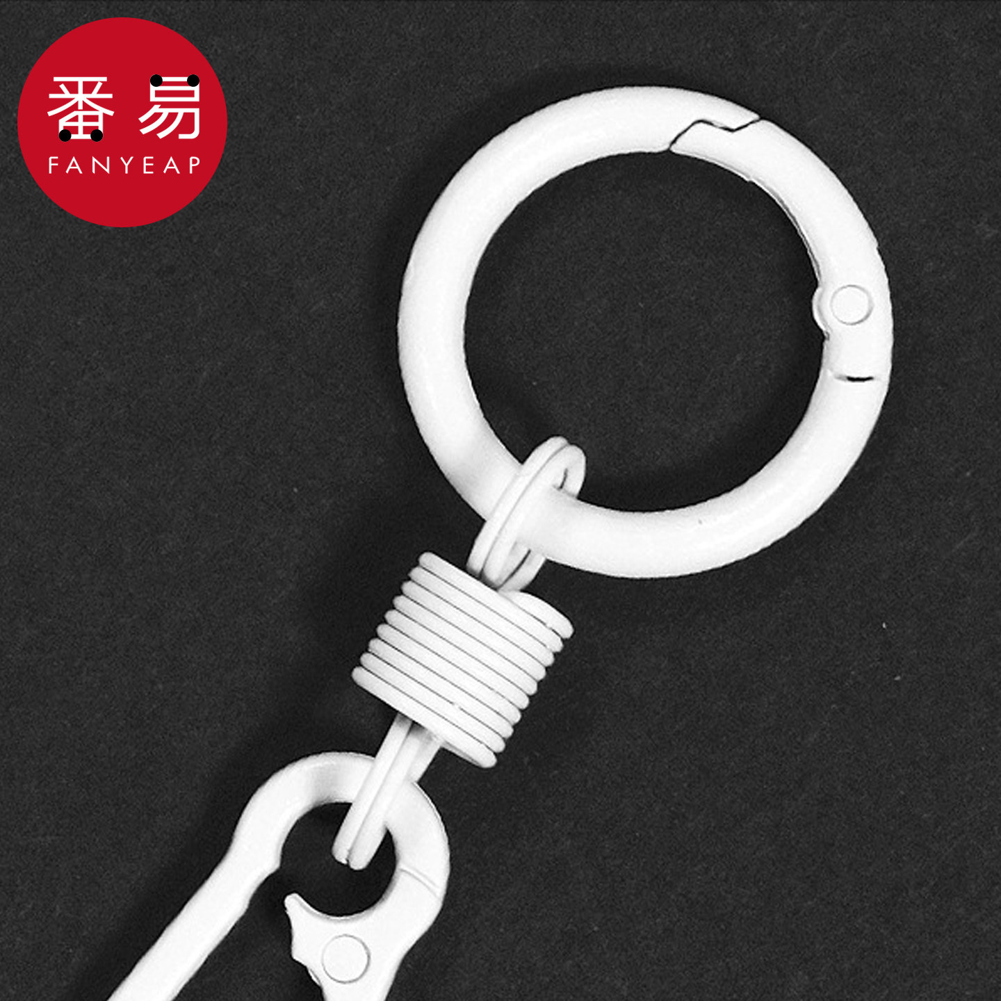 T钥匙扣D1pn008-弹簧双圈钥匙扣环圈扣圈多功能锁匙圈挂包件扣