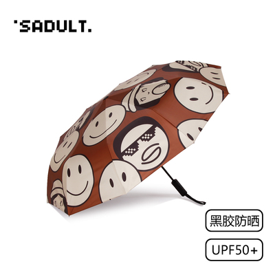 SADULT雨伞女学生太阳伞黑胶防晒防紫外线晴雨两用遮阳伞三折叠伞