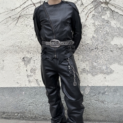 复古十字牛皮打火机套钥匙扣裤链