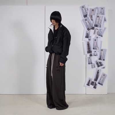 NOP双面穿黑白薄纱微透短夹克