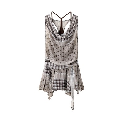 废土风穿搭格子吊带连衣裙子女