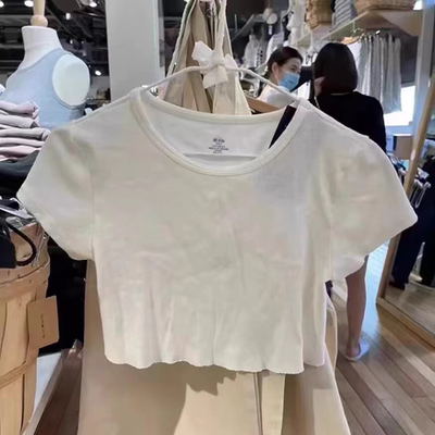 BrandyGirl程潇同款毛边高腰bm短袖T恤女夏季外穿辣妹短款上衣潮