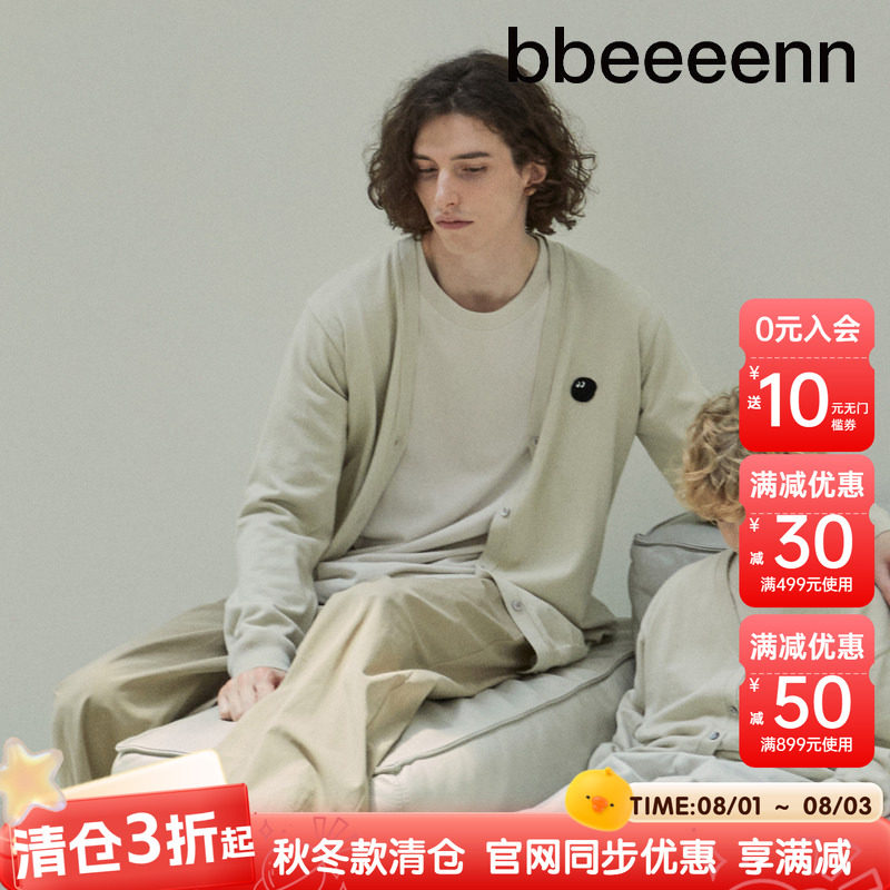 bbeeeenn羊毛混纺针织开衫秋冬亲子装男女成人款薄外套V领简约款