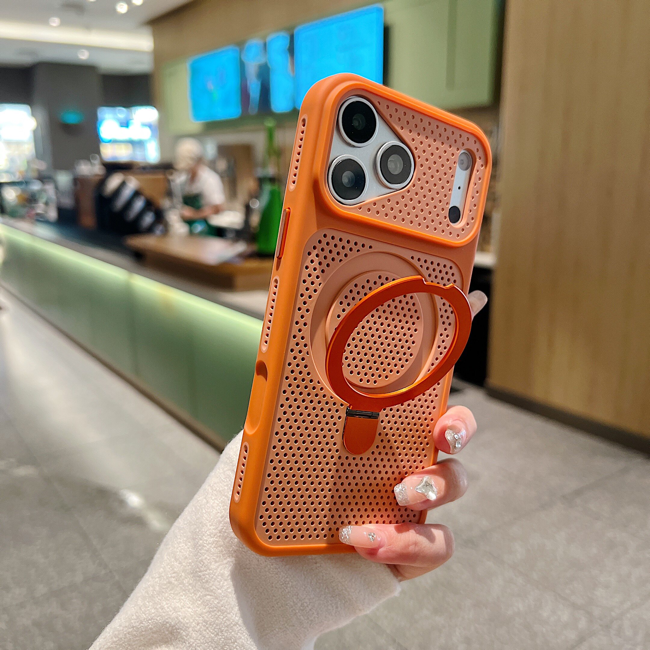 双色磁吸支架适用iPhone17promax手机壳苹果16新款肤感散热透气15相机按键14plus全包防摔13外壳12高级感女款
