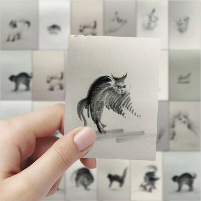 188张速写绘画猫咪贴纸美术手账素材diy装饰笔记本手机贴画防水