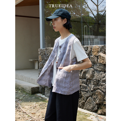 trueidea25夏 盐缩色织苎麻马甲