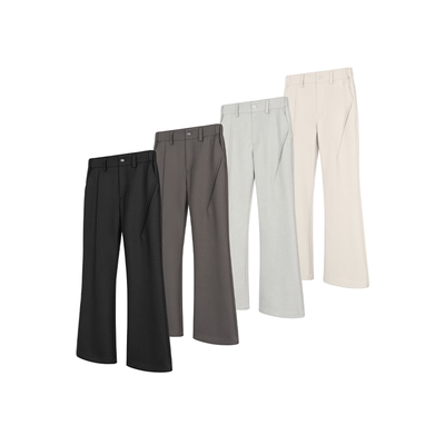 AMBSOM*精纺羊毛混纺立体剪裁静奢老钱风微喇基础西裤休闲长裤男