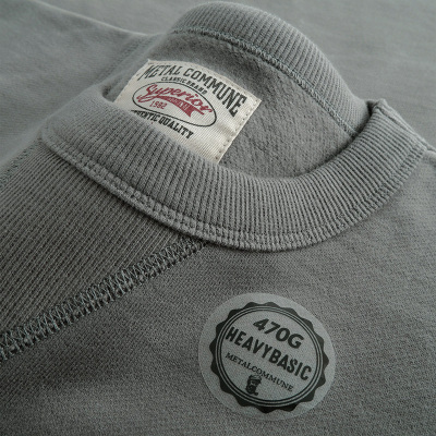 2025新款470g重磅纯棉卫衣男秋冬加绒加厚宽松圆领纯色打底上衣