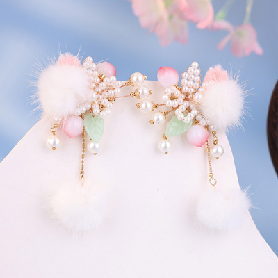 【蜜桃】仙气毛球古风发夹新中式