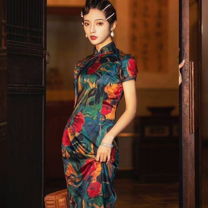 夏季高级修身显瘦气质款新中式改良旗袍连衣裙老上海经典优雅日常