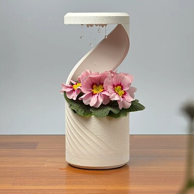跨境新款 Desk Raining Vase 3D 打印桌面旋转下雨水循环花瓶花盆