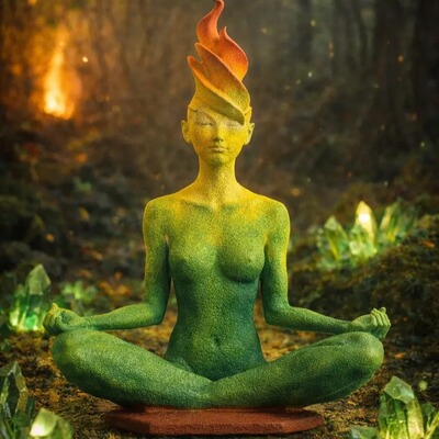 跨境新款Meditating Nature Goddess Sculpture瑜伽冥想自然女神