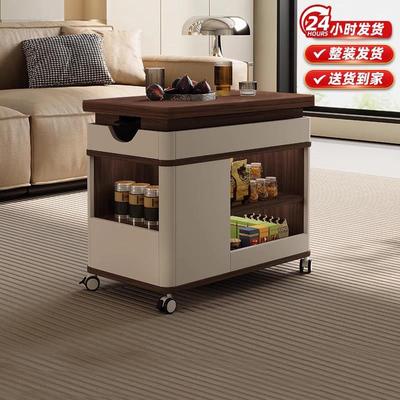 可移动沙发边几茶几小户型客厅阳台小推车多功能升降实木折叠边柜