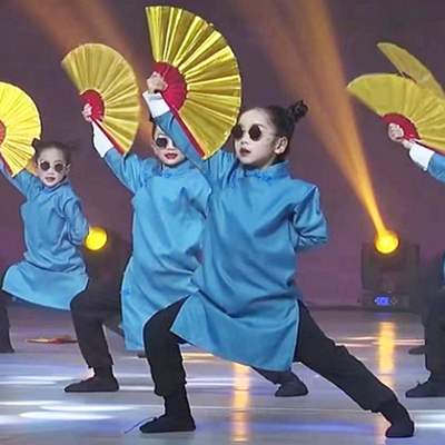 功夫扇太极响扇金色儿童舞蹈折扇