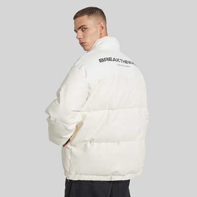 BTW白色拼接情侣休闲棉服