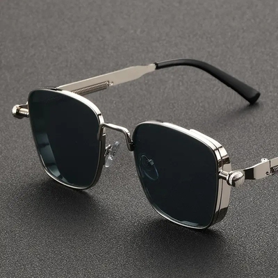 2026新款复古方框蒸汽朋克金属太阳眼镜欧美通用个性墨镜sunglass