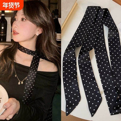 韩系ins简约黑色波点多用丝带颈链高级感氛围感百搭拍照发饰配饰