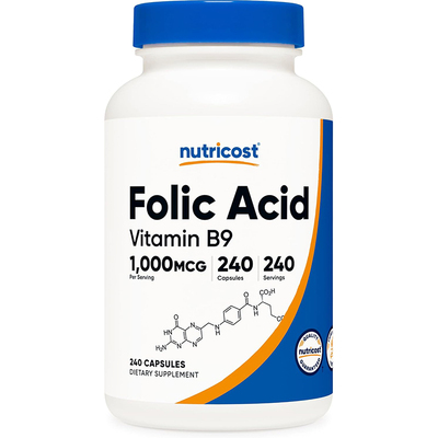 现货美国Nutricost Folic Acid叶酸维生素B9备孕支持1000mcg240粒