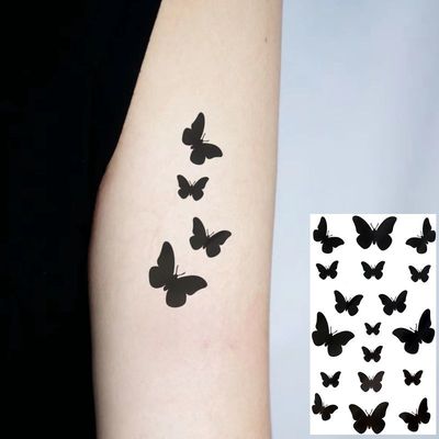 黑蝴蝶防水纹身贴纸 小蝴蝶遮疤遮痣刺青贴