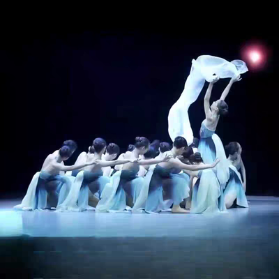 像风一样舞蹈服装同款女子群舞伴舞现代舞表演服飘逸舞蹈丝巾道具