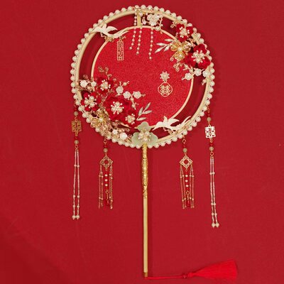 鲜愿中式结婚团扇出嫁遮面扇子