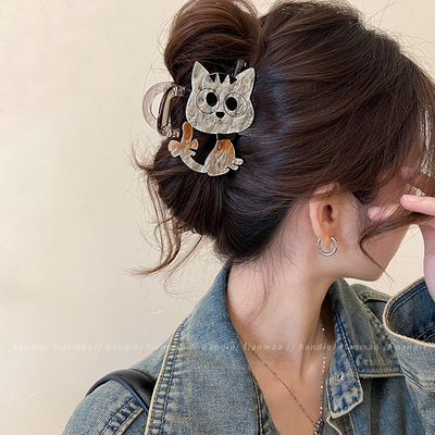 创意卡通~治愈猫咪盘发鲨鱼夹