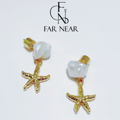 天然淡水巴洛克珍珠耳环海边度假