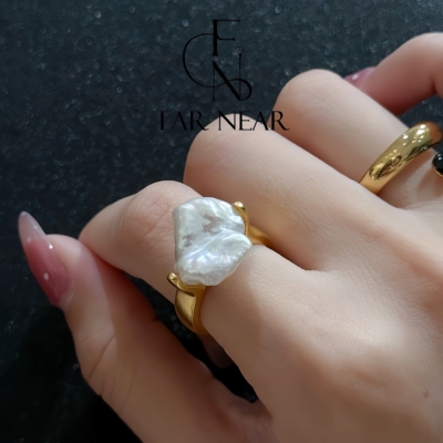 金属极光巴洛克珍珠戒指FARNEAR