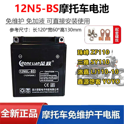 摩托车干电瓶12V5Ah免维护