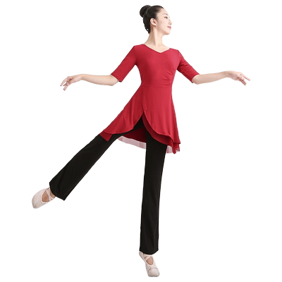 现代舞练功服女长袖形体上衣