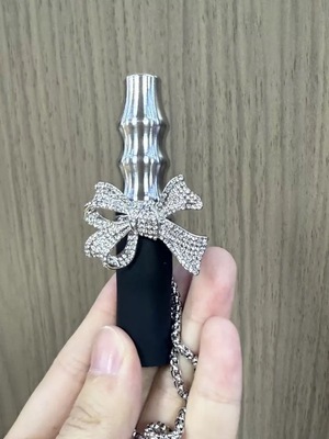 阿尔法赫宝石满钻蝴蝶烟嘴项链shisha蝴蝶结烟嘴小红署不锈钢配饰