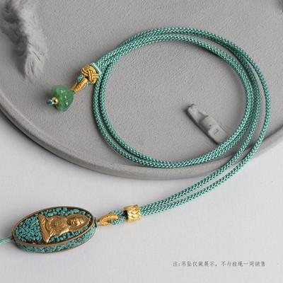 玉莲蓬沙金项链吊坠挂绳