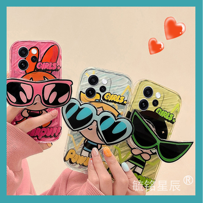 适用opporeno15pro手机壳15c/14pro+13/12pro十11新款10甜美9少女8可爱7se飞天小女警6墨镜5k透明的4软硅胶3