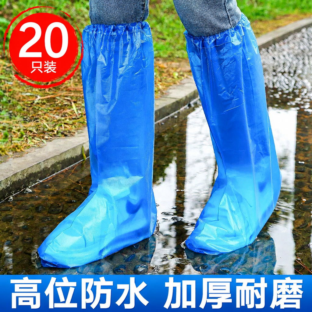一次性雨鞋套下雨天防水防滑透明塑料室外加厚耐磨隔离鞋套怀炉套