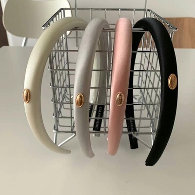 earlobe韩代 金标细边海绵发箍纯色缎面布艺头箍高颅顶东大门发饰