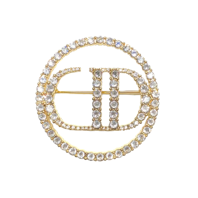 新款圆形满钻珍珠CD字母胸针女高档别针挂件毛衣小众设计轻奢配饰