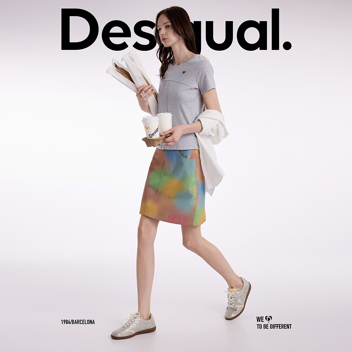 DesigualLOGO印花毛边装饰宽松圆领短袖女士T恤
