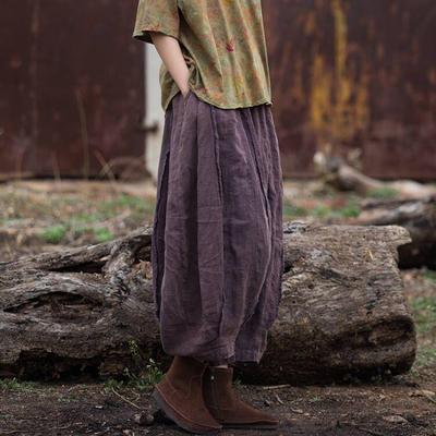 Sand fried and sandblasted pumpkin pants, cotton and linen