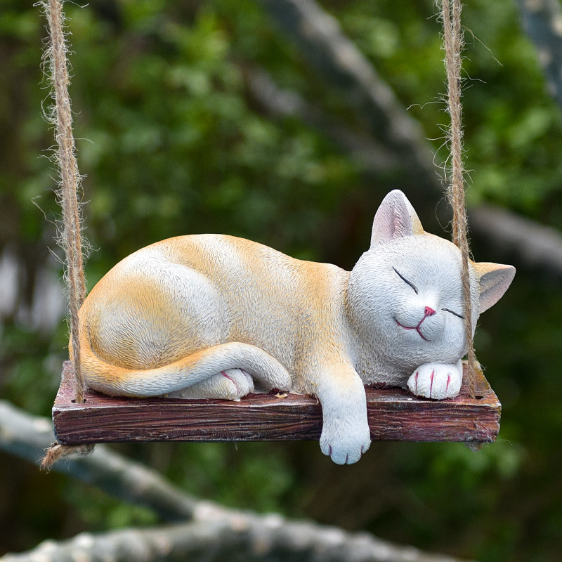 创意可爱猫咪挂件别墅阳台民宿造景花园树上壁挂户外院子装饰摆件