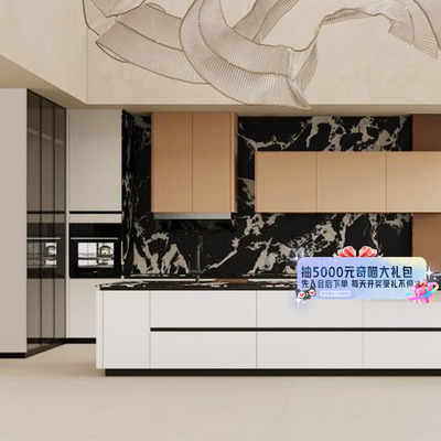 金牌厨柜云系烤漆厨柜橱柜整体定制石英石装修灶台柜